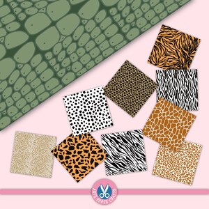 Animal Skin Digital Papers Set Safari Background Animal Print Seamless ...