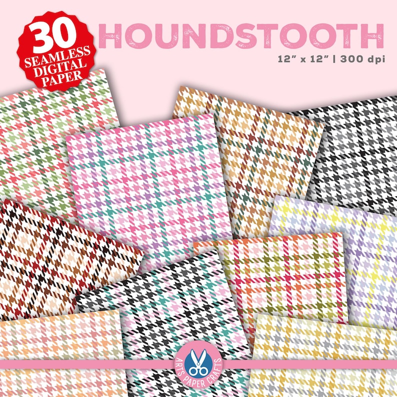 Houndstooth Digital Papers Set - Houndstooth Background - Houndstooth ...