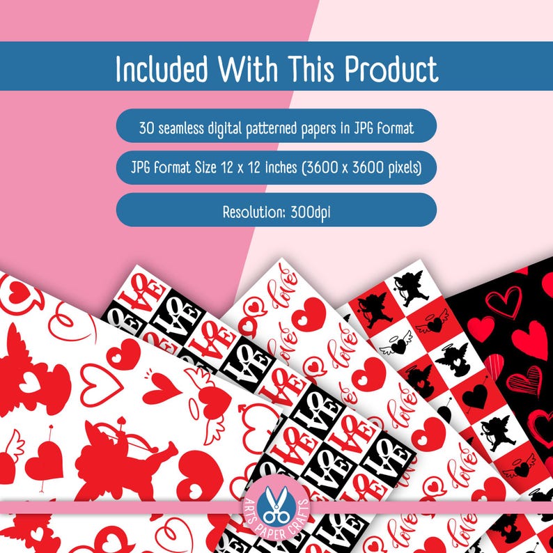 Love Seamless Digital Paper, Love Valentines Hearts Background, Love ...