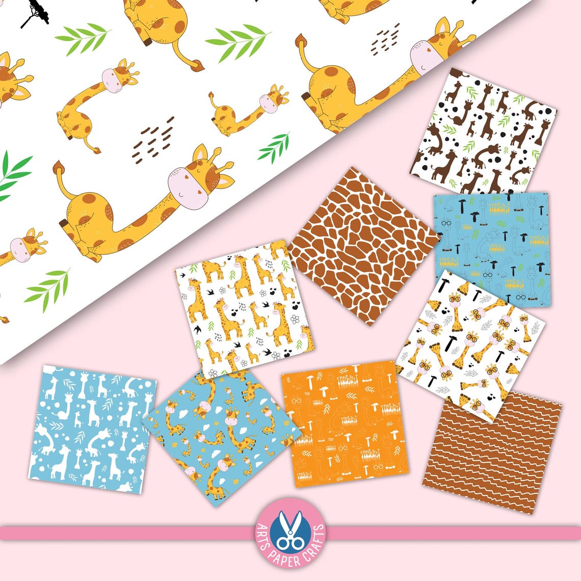 Giraffes Digital Papers Set - Giraffe Background - Giraffe Seamless ...