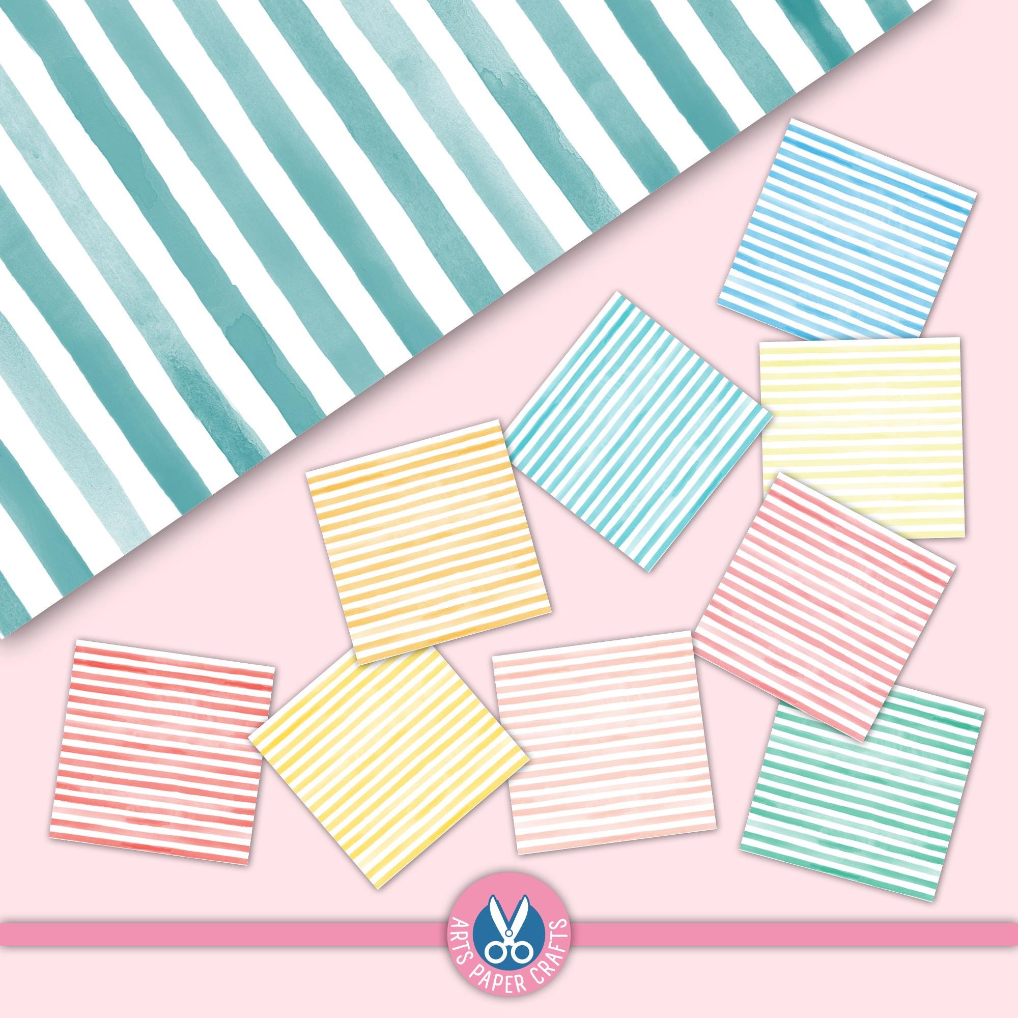 Watercolor Stripes Seamless Digital Paper Set, Watercolor Stripes ...