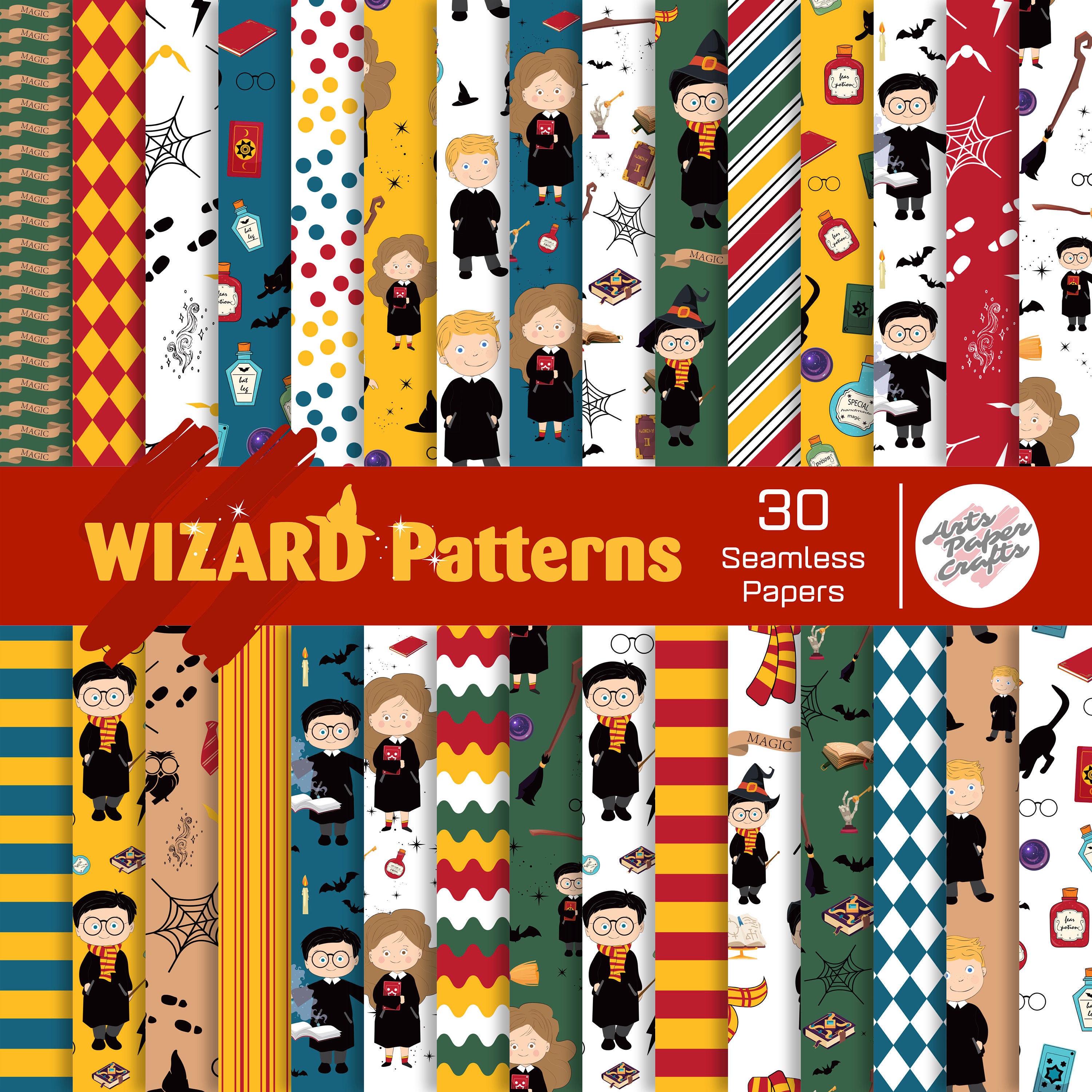 Wizard Magic School Digital Papers Set Wizard Background Wizard ...