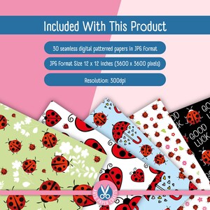 Ladybug Seamless Digital Papers- Ladybug Theme Party - Red Black Green ...