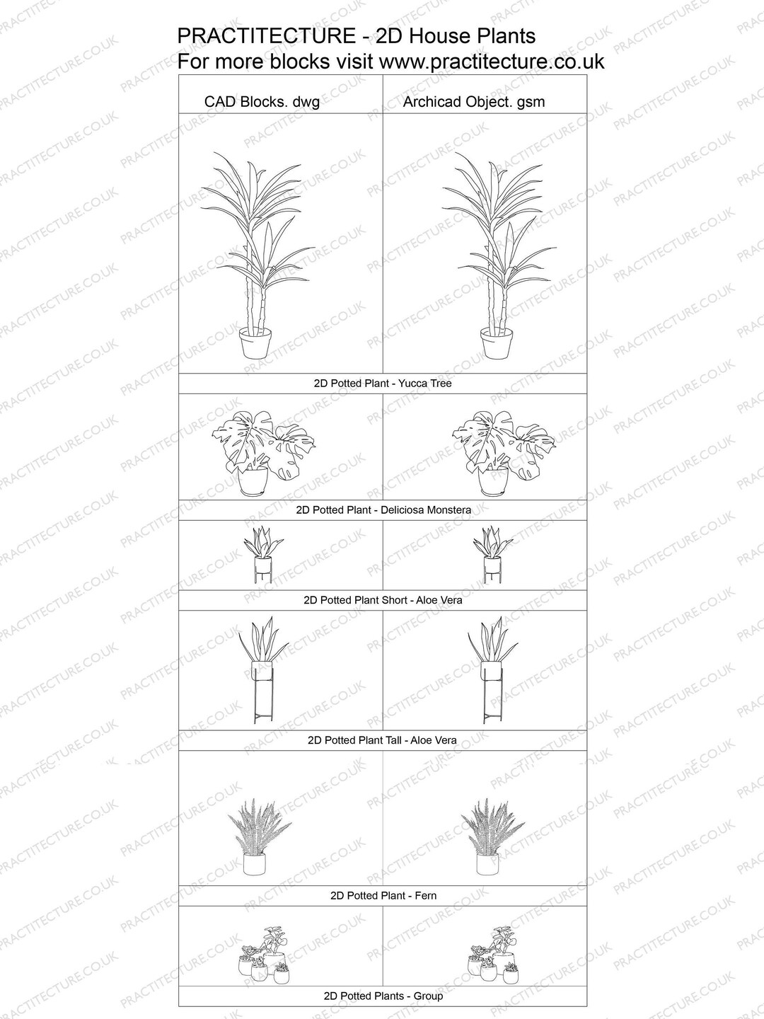 House Plants Archicad Objects .gsm & CAD Blocks - Etsy