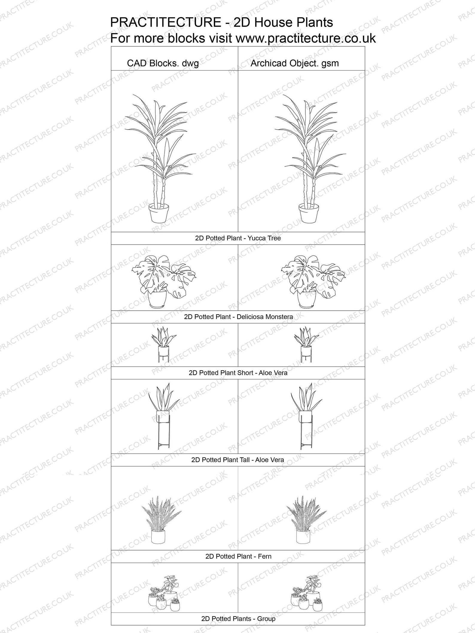 House Plants Archicad Objects .gsm & CAD Blocks - Etsy