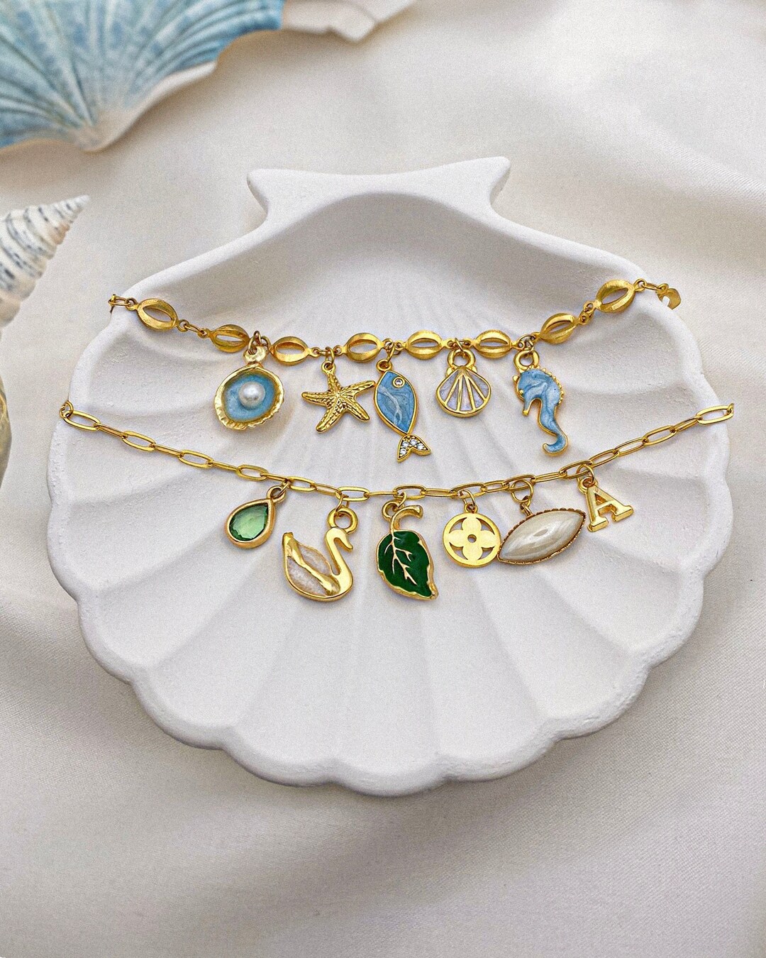 Custom Charm Bracelet, Gold Plated Charm Jewelry, Design Your Own ...