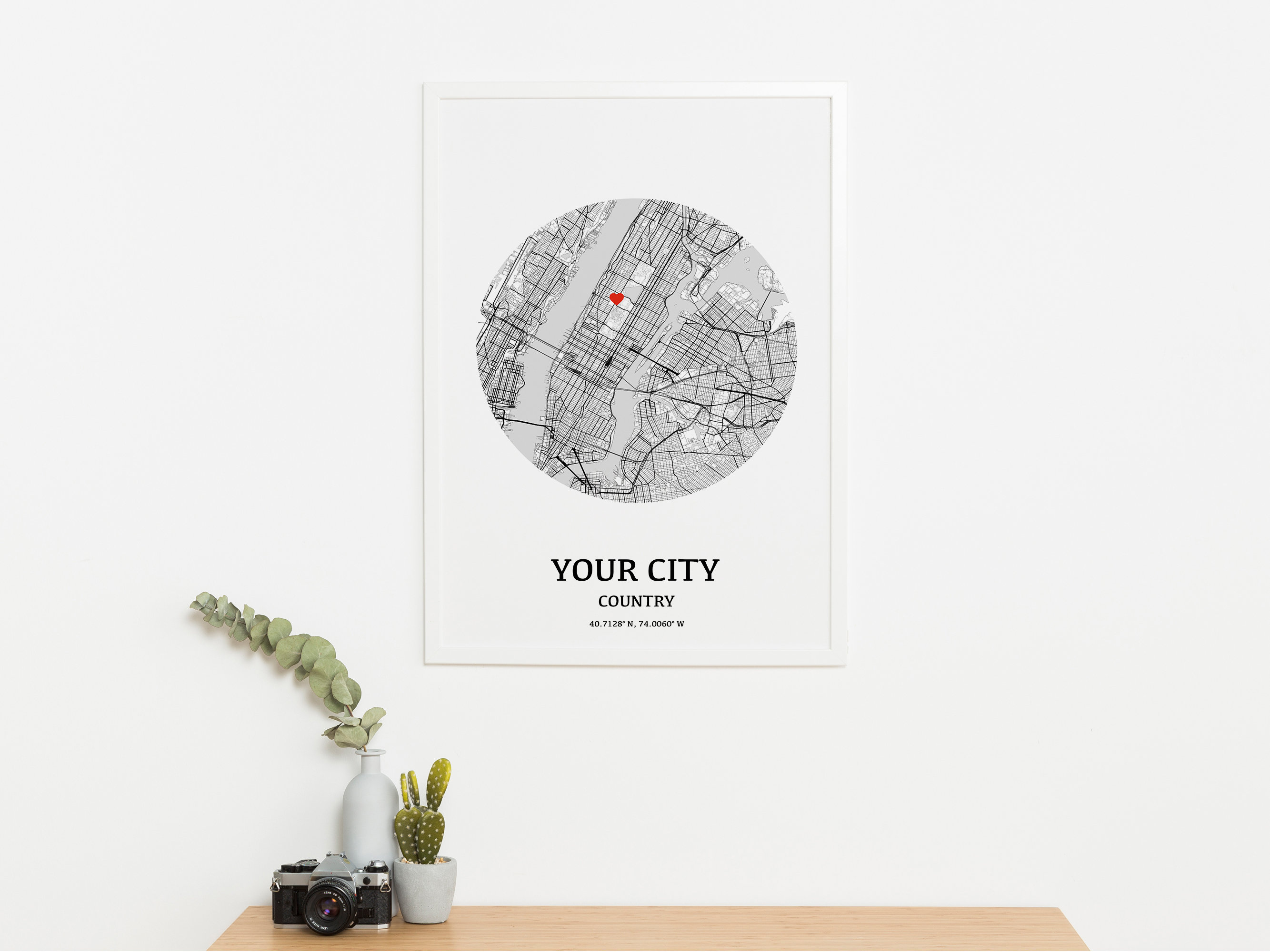 City Map Print, Custom Map Poster, Customizable Wall Art, Anniversary ...