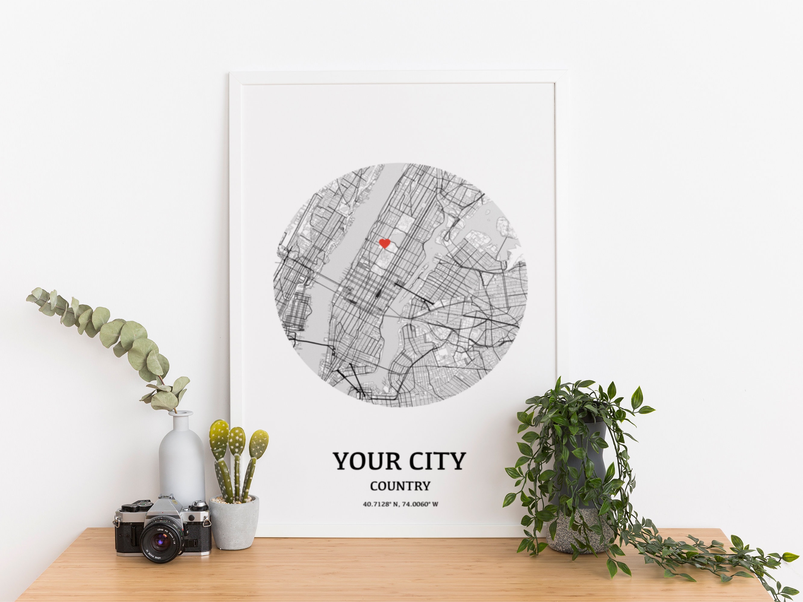 City Map Print, Custom Map Poster, Customizable Wall Art, Anniversary ...
