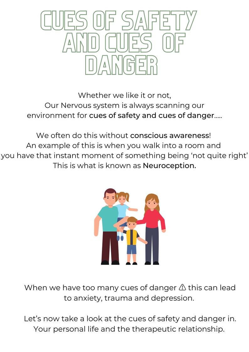 Polyvagal Theory Ventral Anchors, Cues of Safety and Danger Worksheets ...