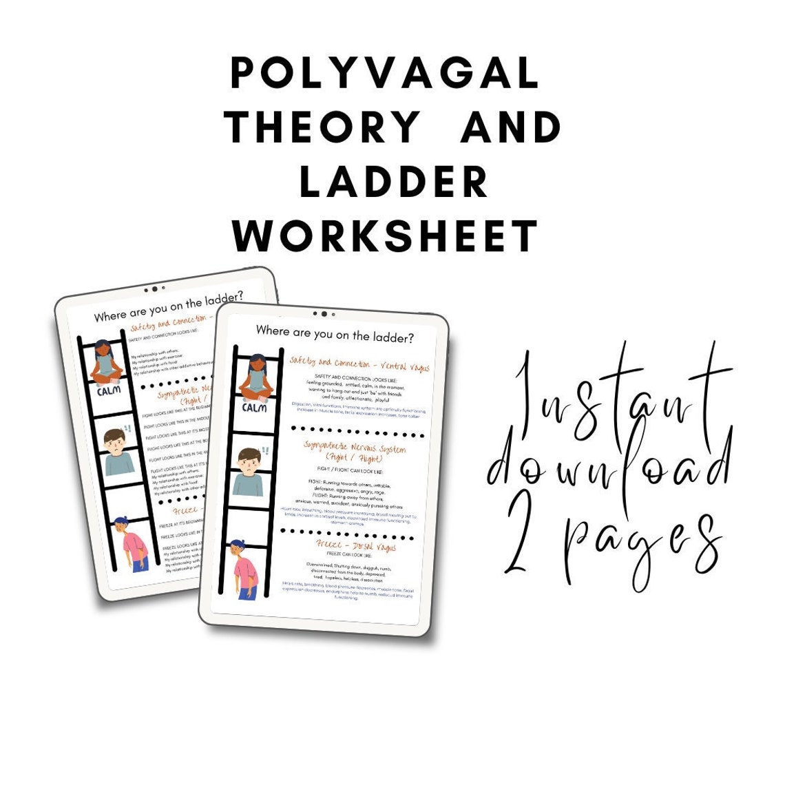Polyvagal Theory Ladder of the Nervous System Worksheets - Etsy