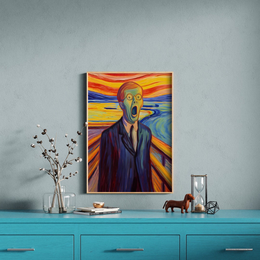 The Scream Man With Glasses, Reinvented Art of Edvard Munch, Pastel and ...