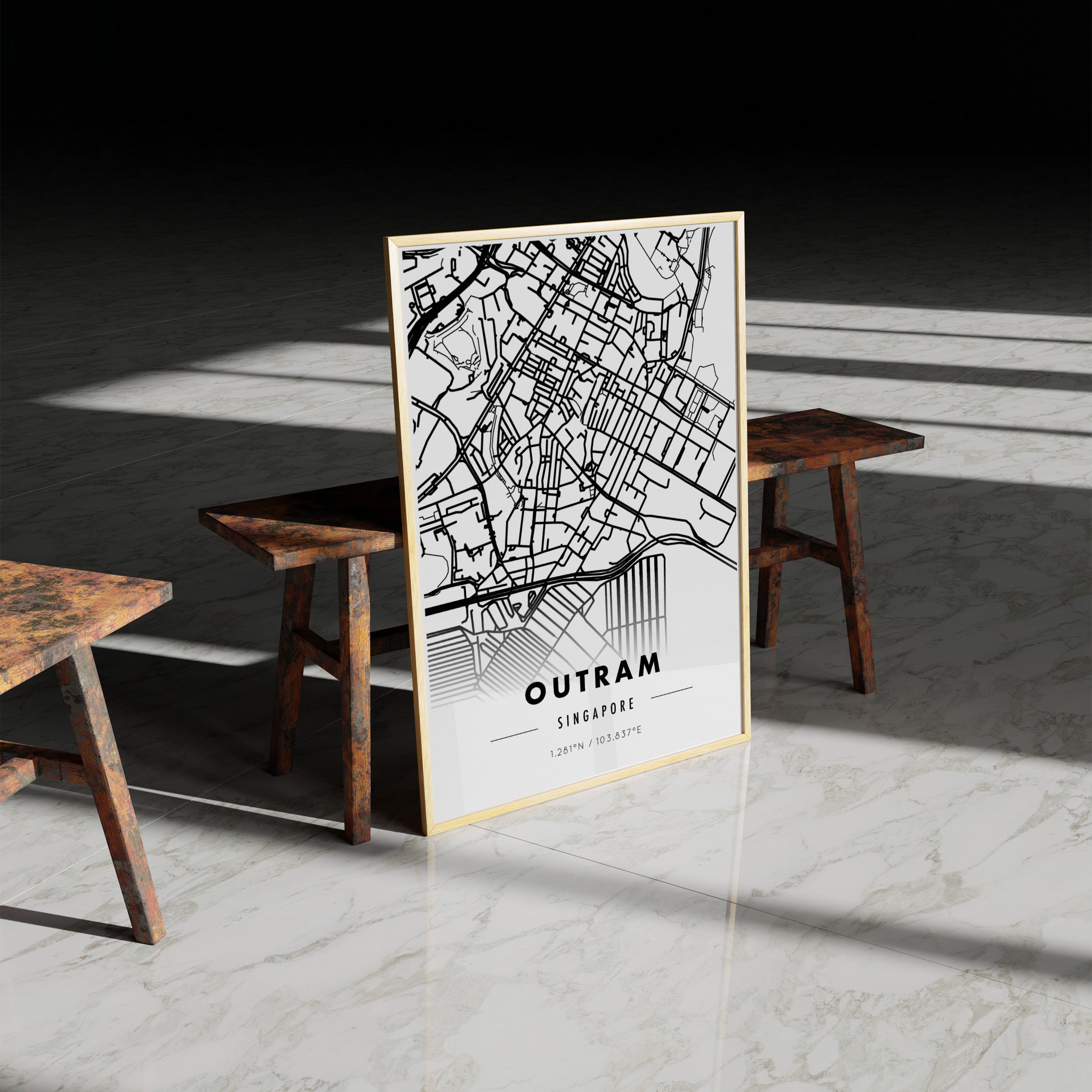 Outram Map Print, City Map Poster, Singapore Wall Art, Minimalist Map ...