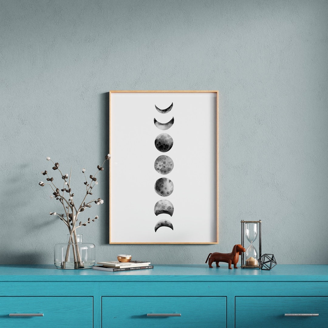 Moon Phases Printable, Phases of the Moon Wall Art, Lunar Phases ...