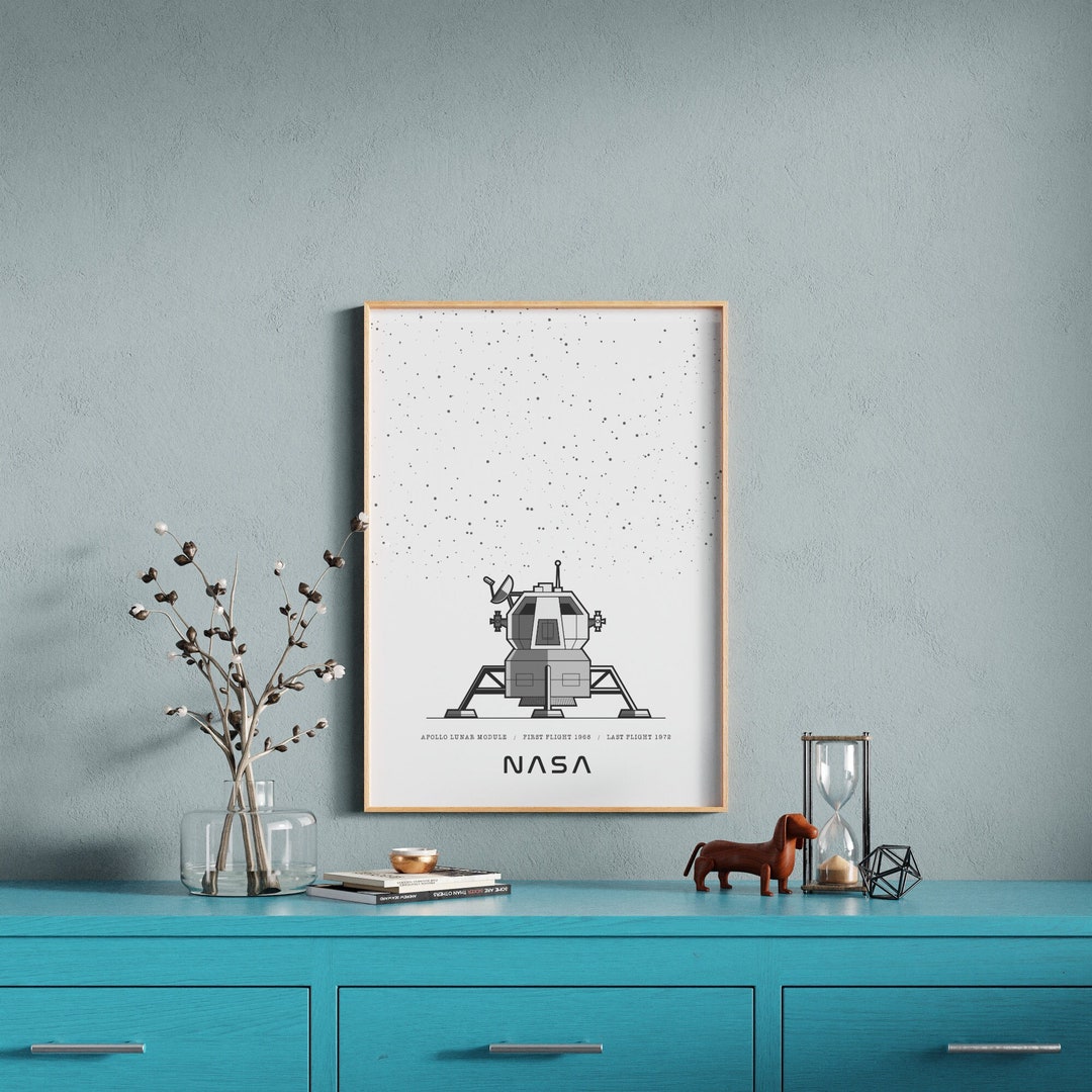 Apollo Lunar Module Wall Art, NASA Patent, Moon Landing Print ...