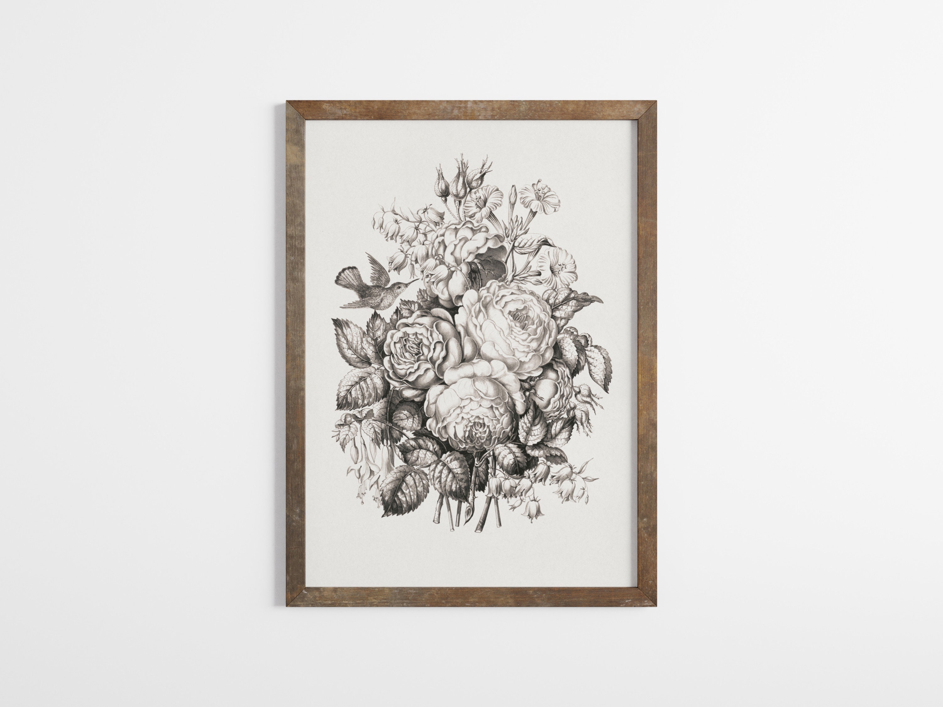 Vintage Rose Drawing Botanical Sketch Art Digital Printable - Etsy