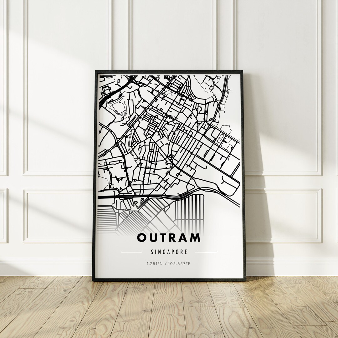 Outram Map Print, City Map Poster, Singapore Wall Art, Minimalist Map ...