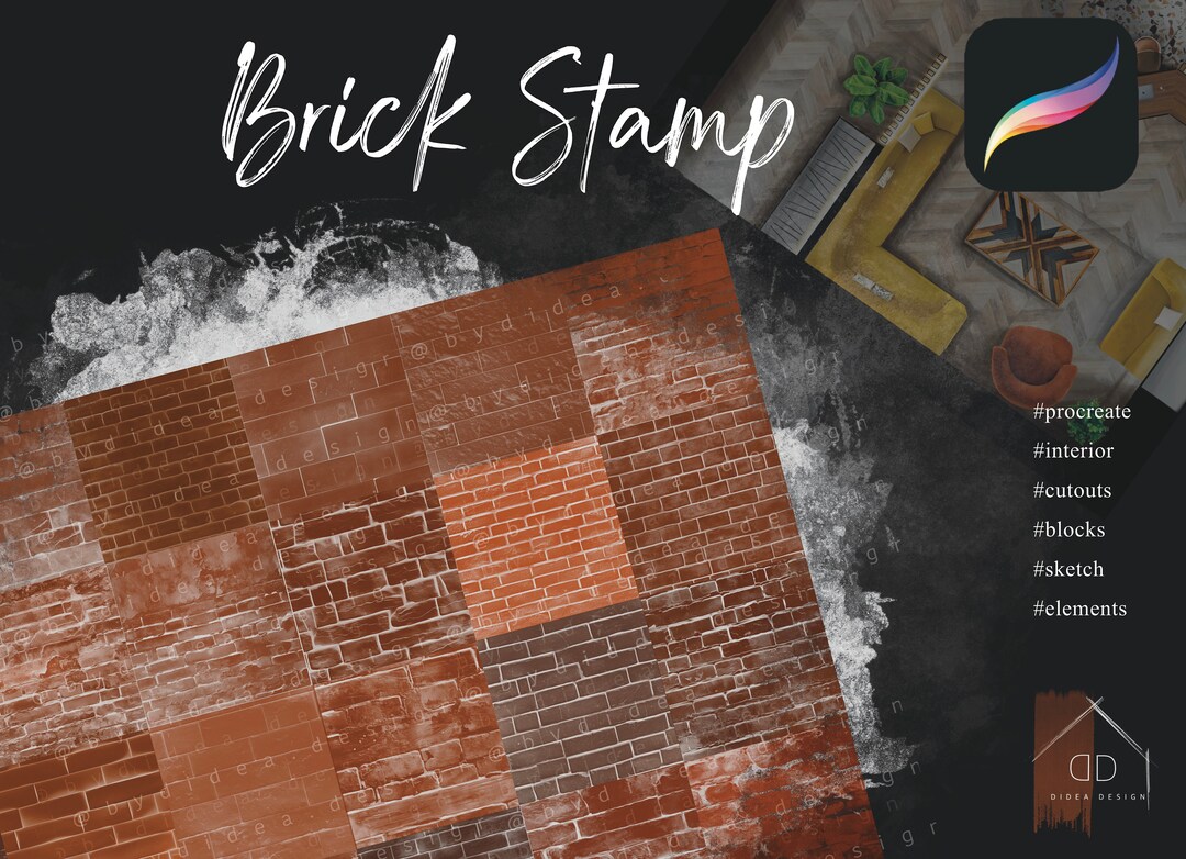Procreate Brick Brush Stamp Design Interior Sketch Blocks Elements - Etsy