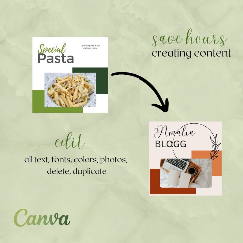 Green Olive Food Instagram Templates: Canva Social Media Kit (digital ...