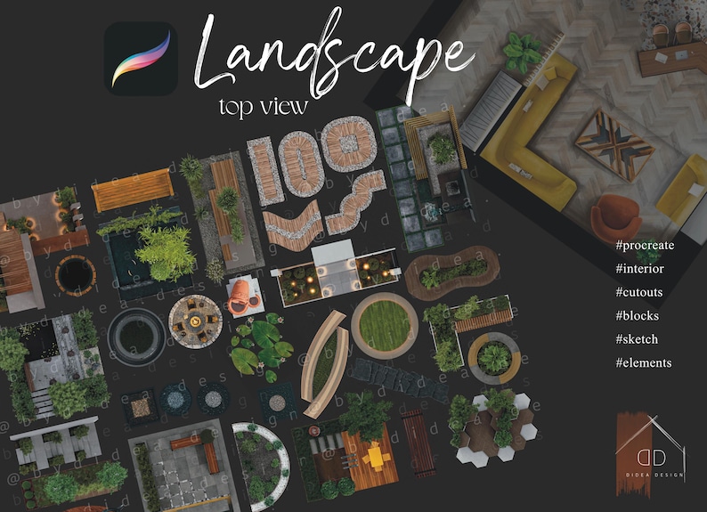 Procreate Landscape Garden Cutouts Interior Design Sketch Blocks - Etsy