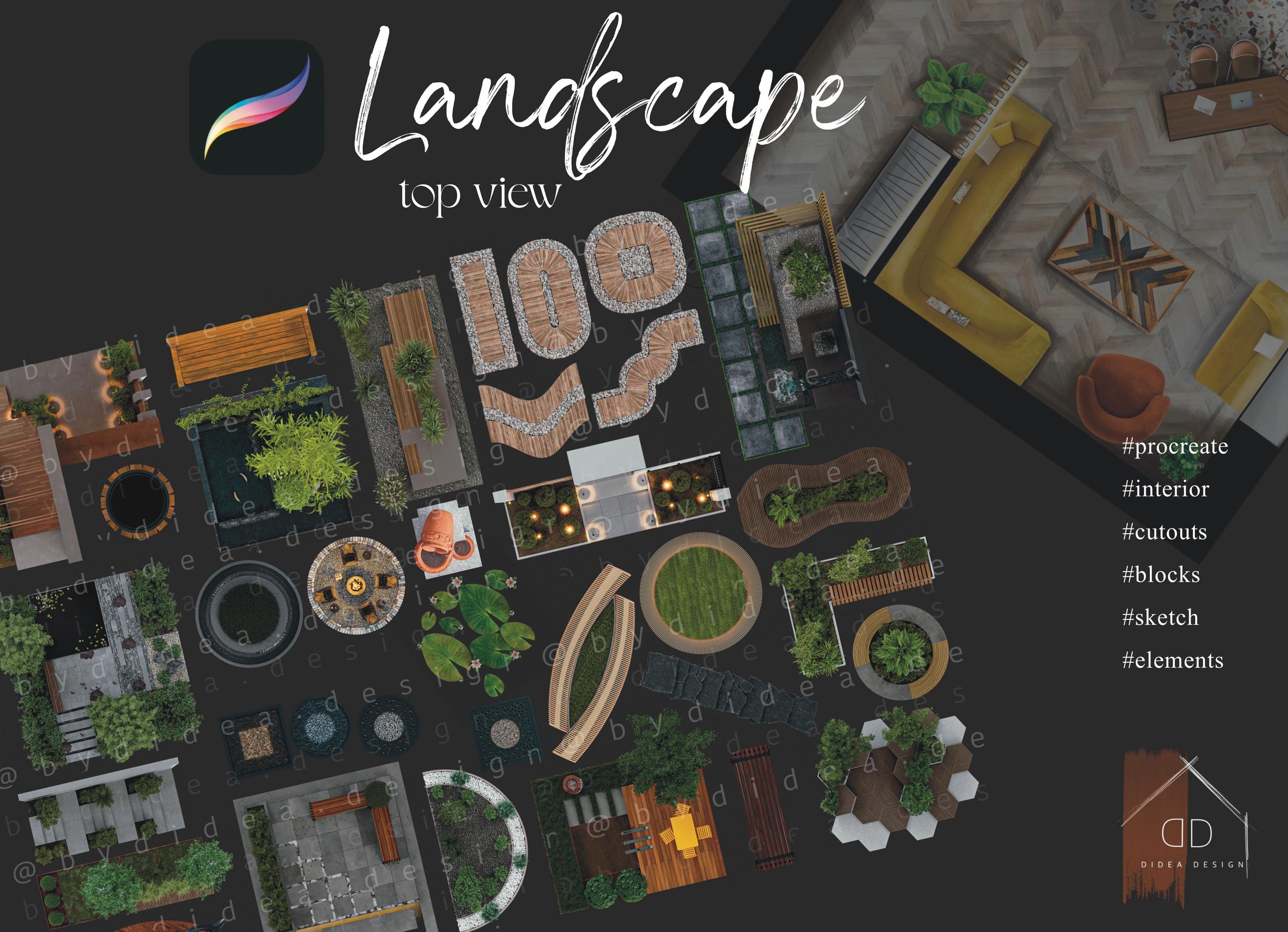 Procreate Landscape Garden Cutouts Interior Design Sketch Blocks - Etsy