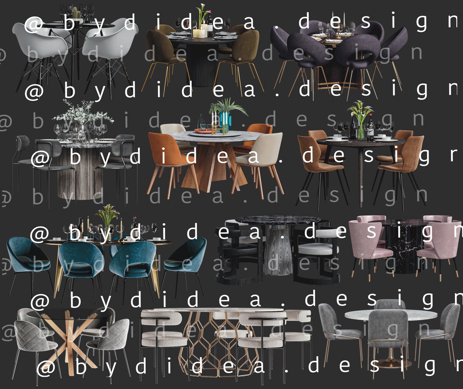 Procreate Interior Design Dining Set Table and Chairs Sketch Blocks ...