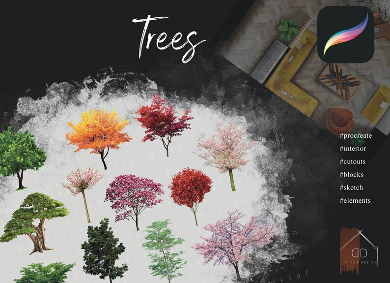 Procreate Trees Cutouts Interior Sketch Blocks - Etsy