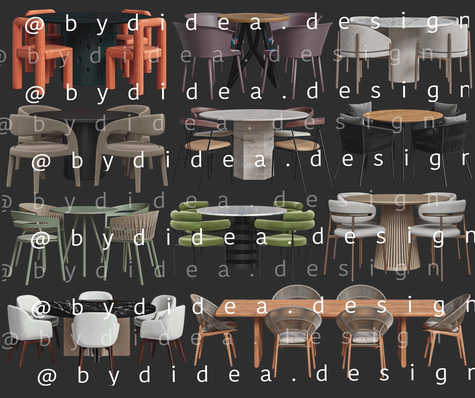 Procreate Interior Design Dining Set Table and Chairs Sketch Blocks ...