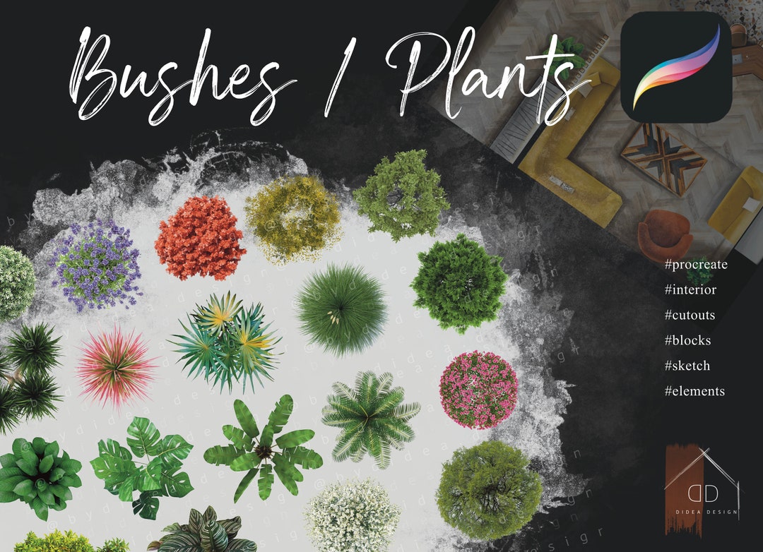 Procreate Plants Bushes Cutouts Sketch Blocks Elements - Etsy