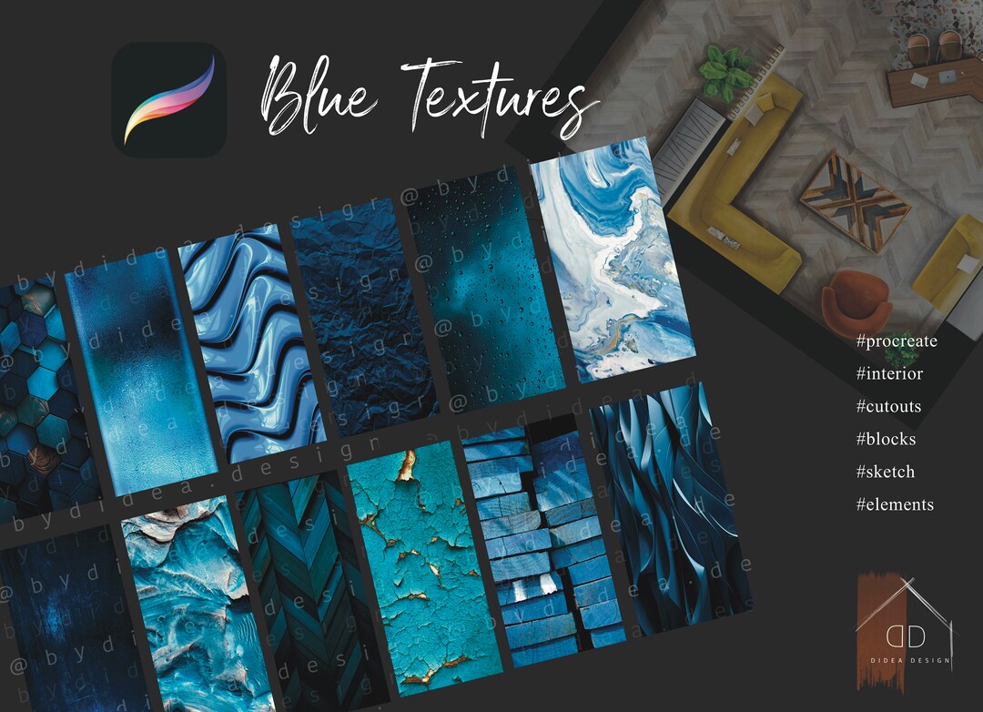 Procreate Blue Texture Wallpaper Cutouts Design Interior Exterior ...