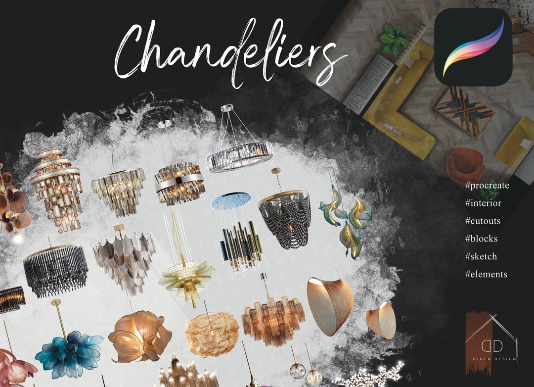 Procreate Chandeliers Light Cutouts Interior Design Interior Sketch - Etsy