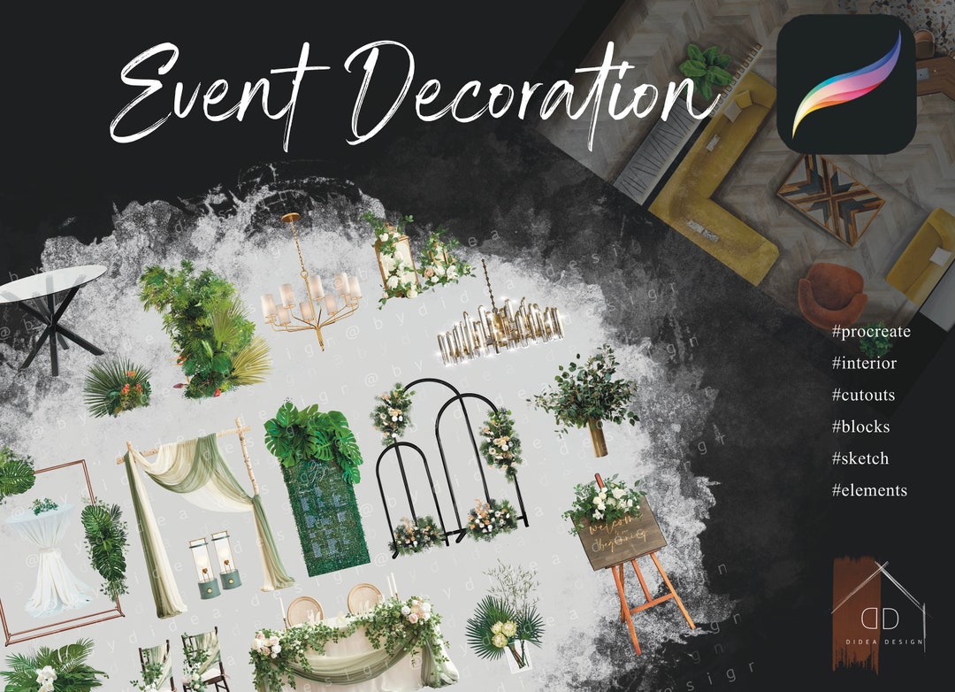 Procreate Event Design Interior Exterior Sketch Blocks Elements Cutouts ...