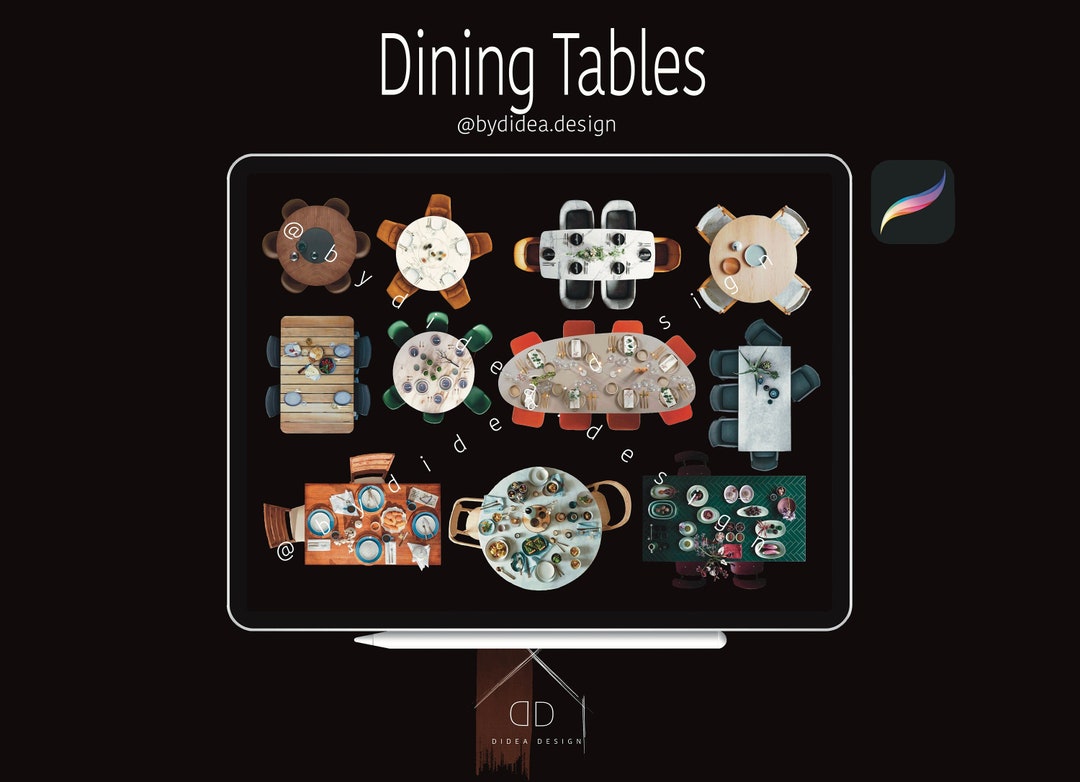Procreate Dining Tables Cutouts Interior Design Interior - Etsy