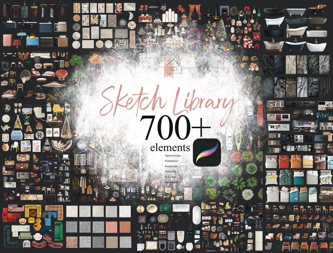 Procreate Sketch Library Bundle Cutouts Interior Design Sketch Blocks ...