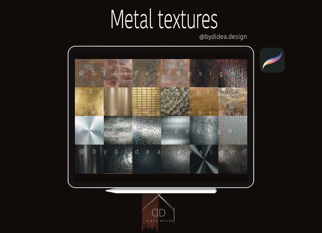 Procreate Metal Texture Design Interior Sketch Blocks Elements Cutouts ...