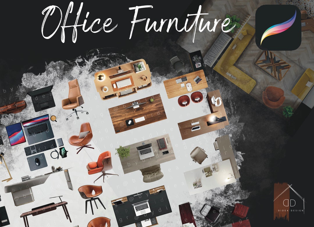 Procreate Office Furniture Cutouts Interior Design Interior Sketch - Etsy