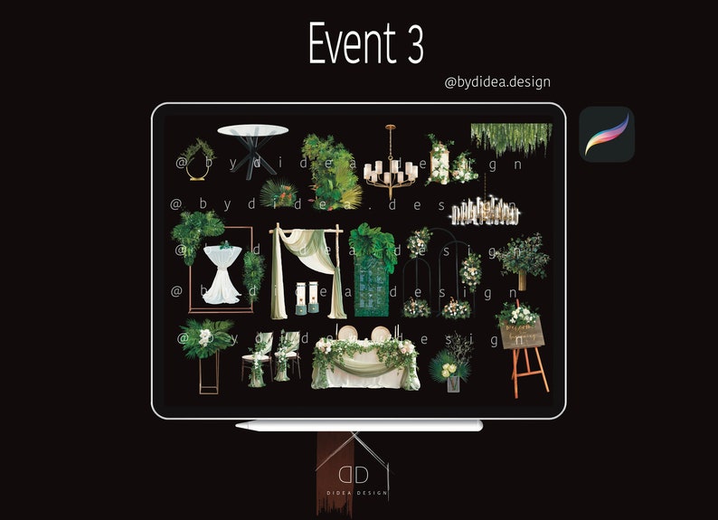 Procreate Event Design Interior Exterior Sketch Blocks Elements Cutouts ...