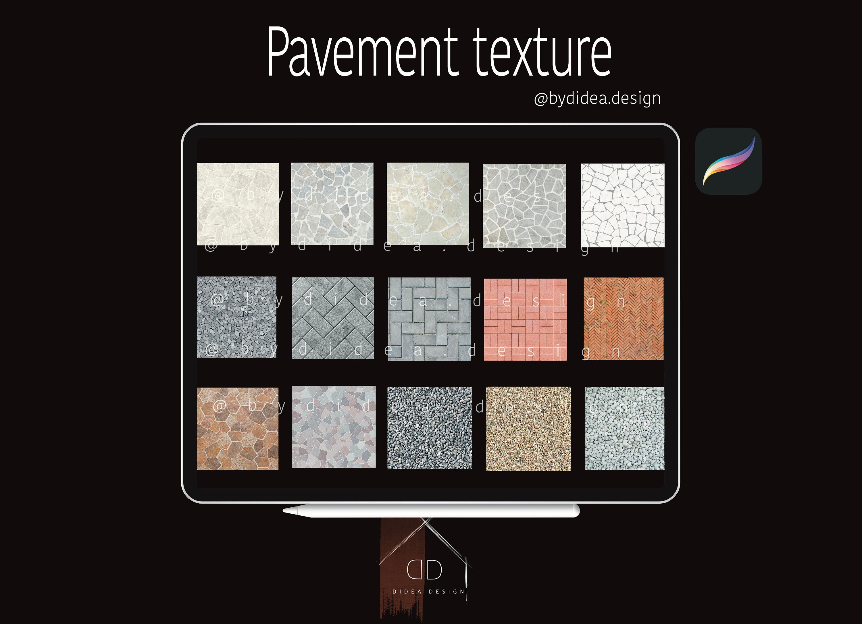 Procreate Pavement Texture Cutouts Design Interior Exterior Sketch ...