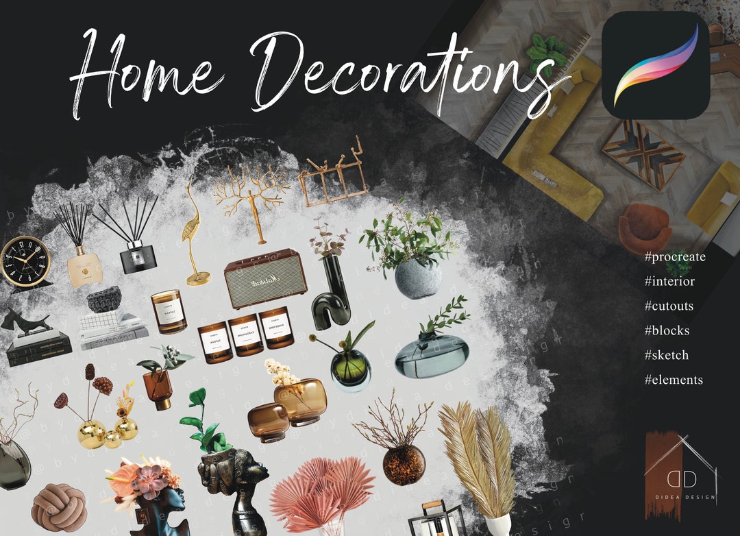 Procreate Decorations Interior Home Cutouts Sketch Blocks Elements - Etsy