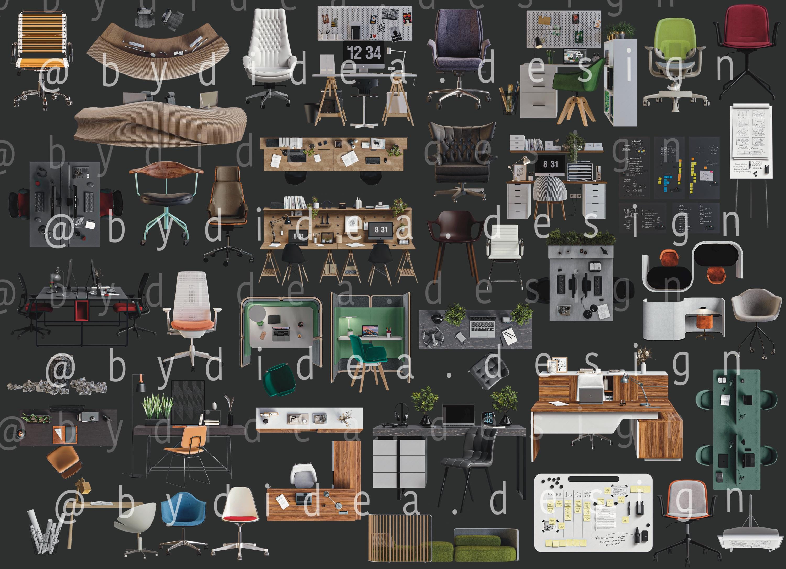 Procreate Office Furniture Cutouts Interior Design Interior Sketch - Etsy