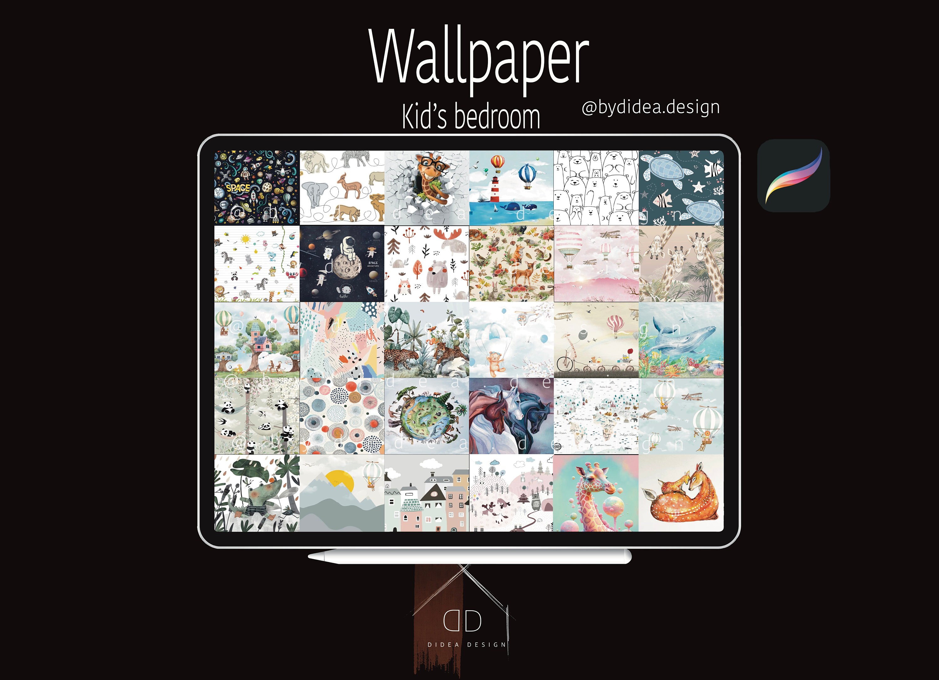 Procreate Wallpaper Kids Room Interior Sketch Blocks Elements Cutouts ...