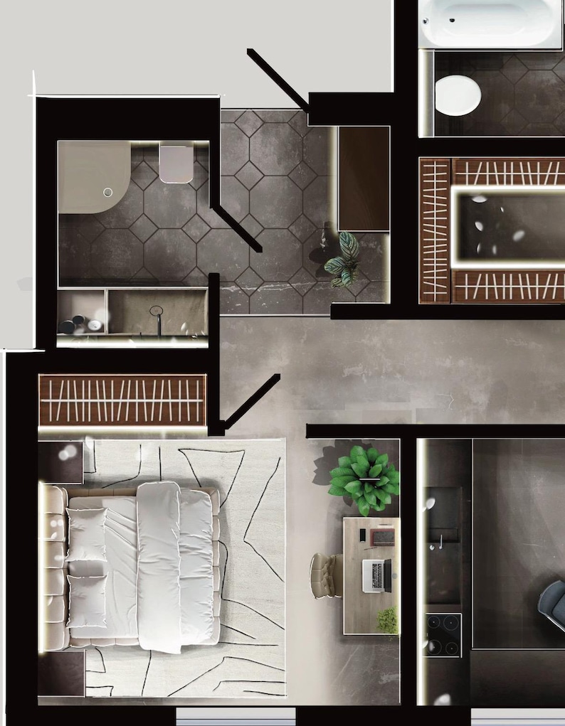 2D Home Plan Sketch Interior Architecture House Layout Apartment Plan ...