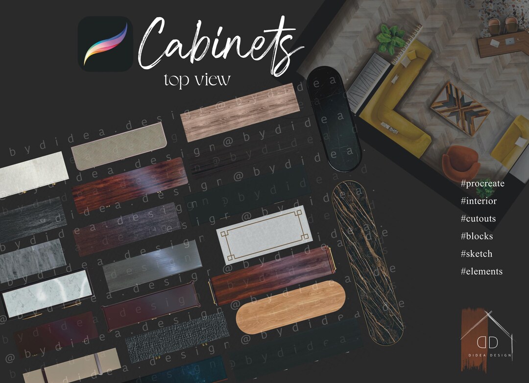 Procreate Cabinets Top View Cutouts Sketch Blocks Elements - Etsy