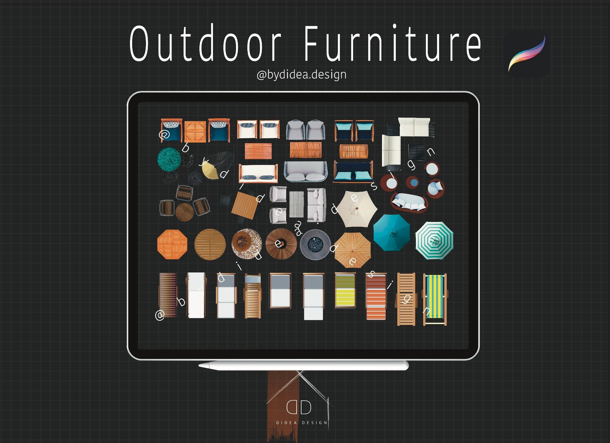 Procreate Outdoor Furniture Cutouts Interior Design Sketch - Etsy