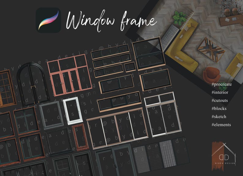 Procreate Window Frame Cutouts Sketch Blocks Elements - Etsy