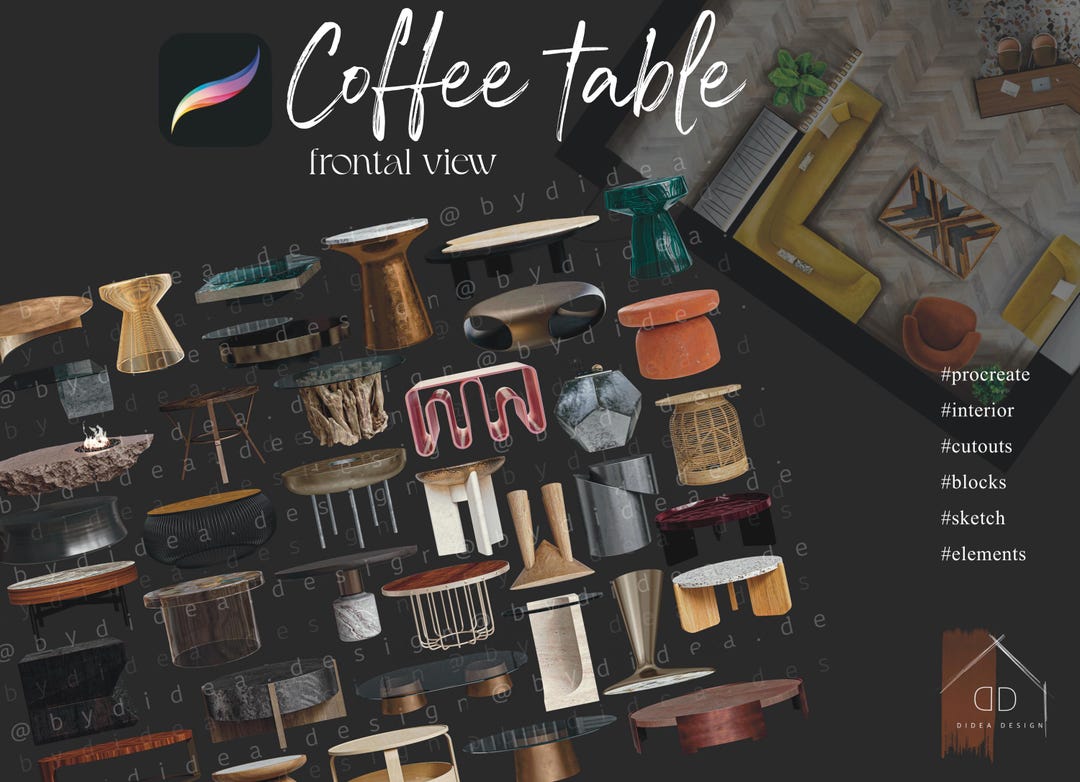 Procreate Coffee Tables Frontal View Cutouts Interior Design Interior ...