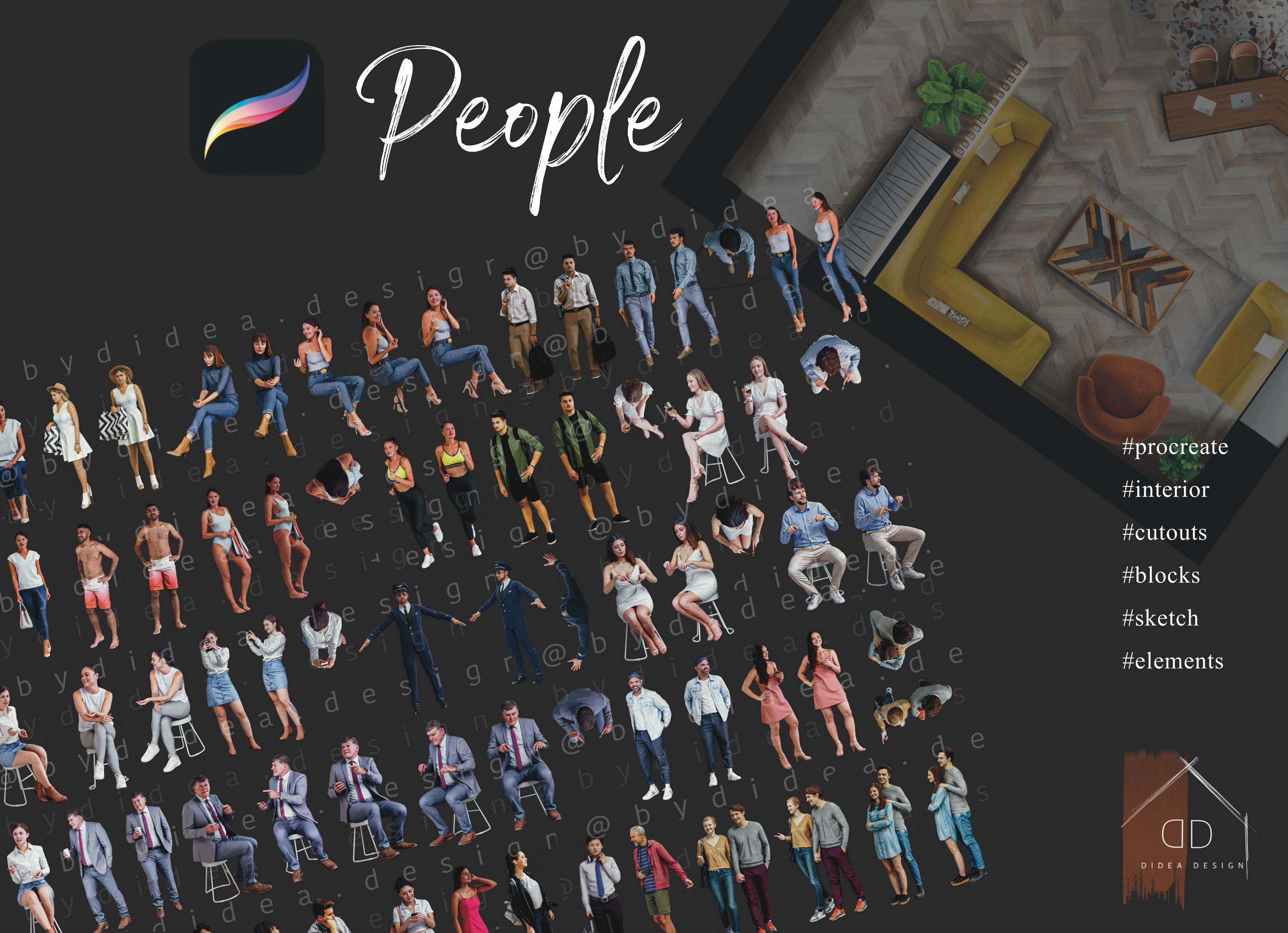 Procreate People Cutouts Interior Design Interior Sketch Blocks - Etsy