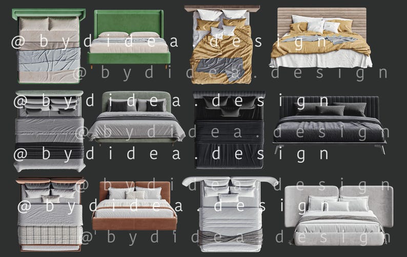 Procreate Beds Cutouts Interior Design Interior Sketch Blocks - Etsy