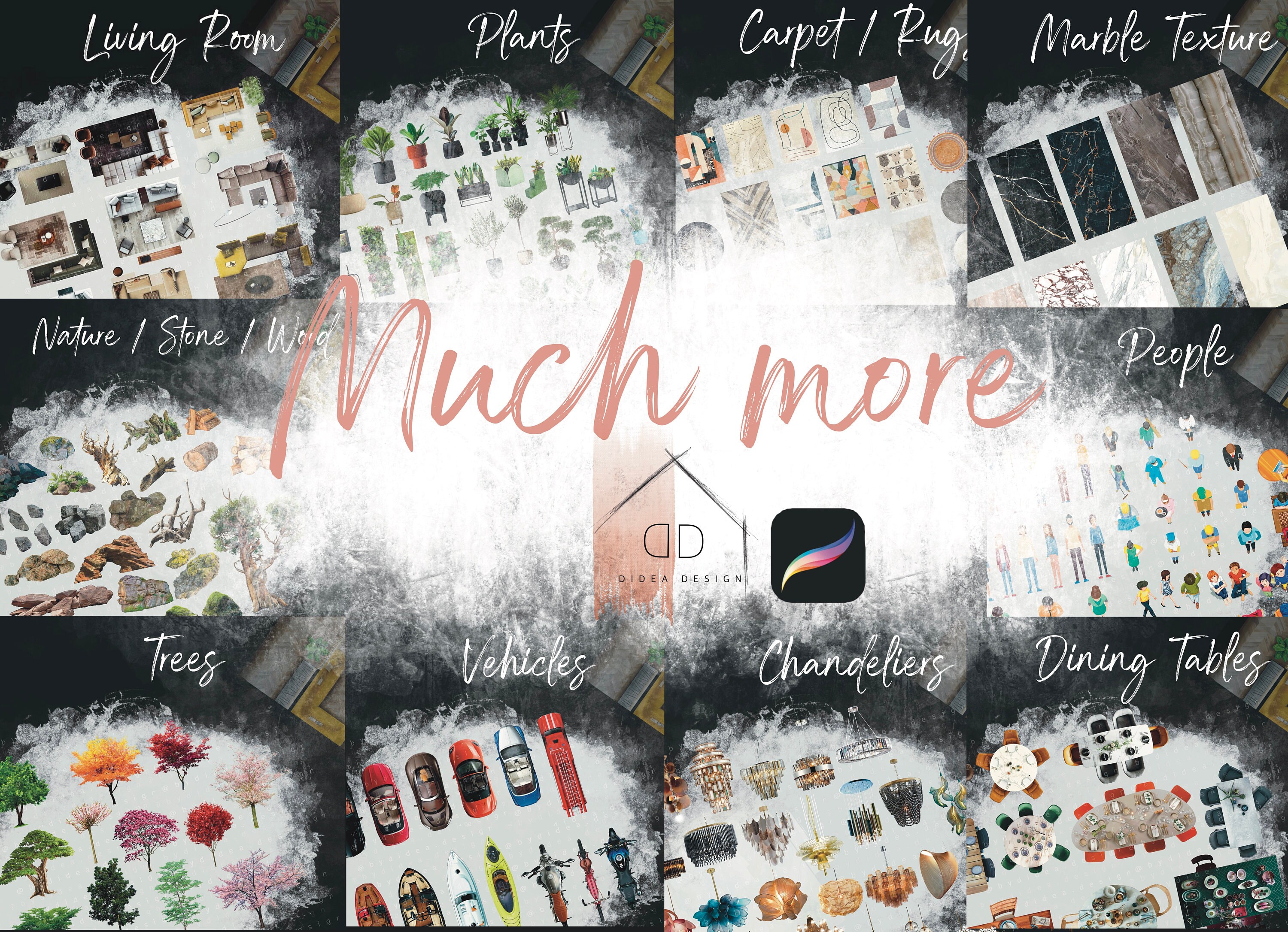 Procreate Coffee Shop Design Interior Sketch Blocks Mockups Elements ...