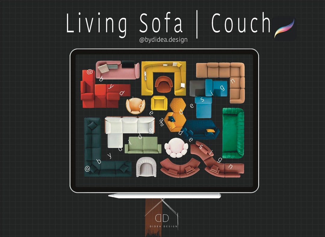 Procreate Sofa Couch Cutouts Interior Design Interior Sketch - Etsy