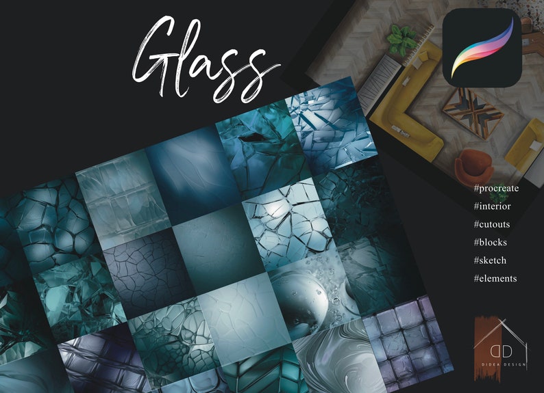 Procreate Glass Texture Brush Stamp Design Interior Sketch Blocks - Etsy